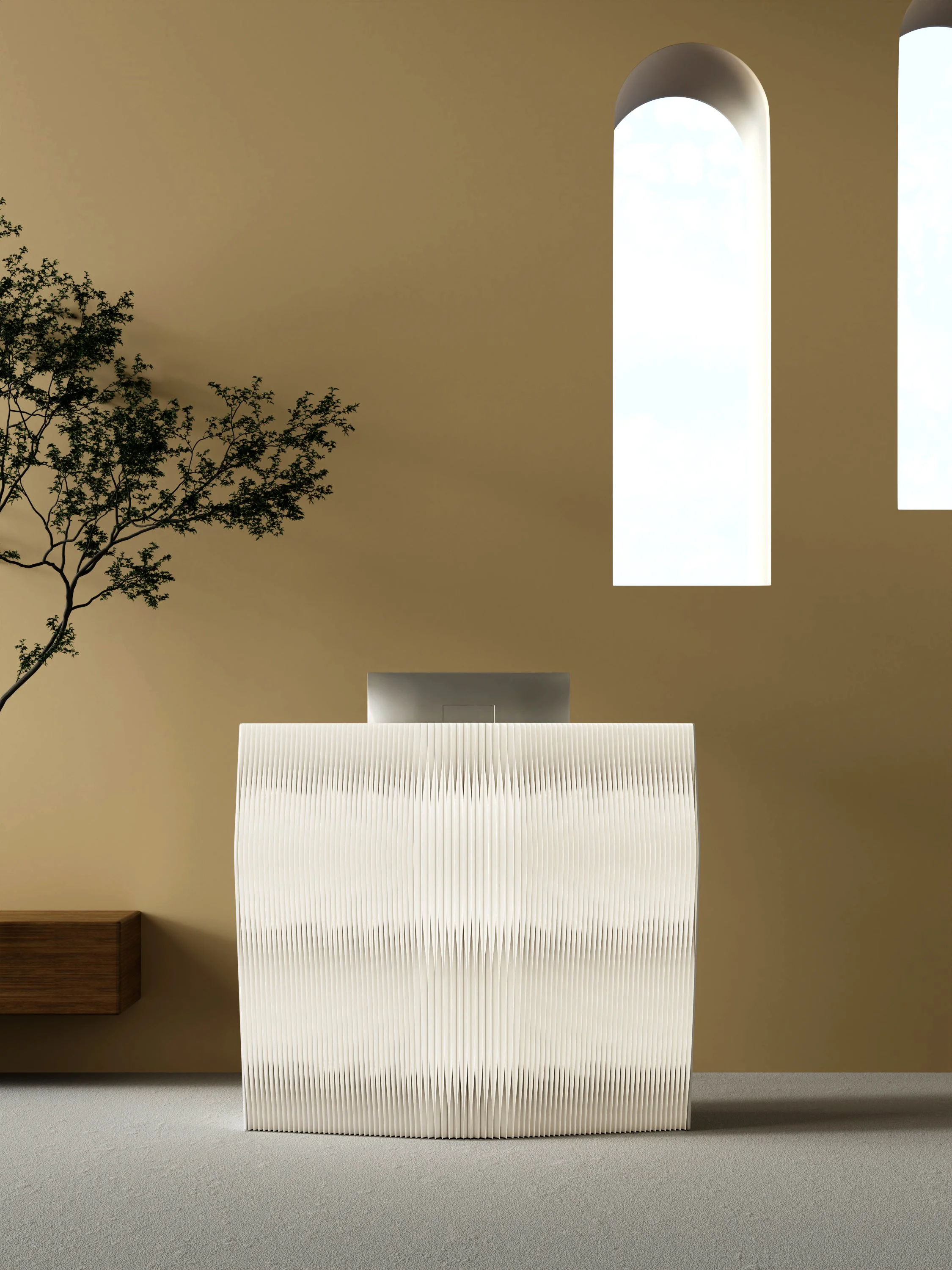 Ihpaper Hexagon Paper Reception Desk Foldable Commercial White Front ...