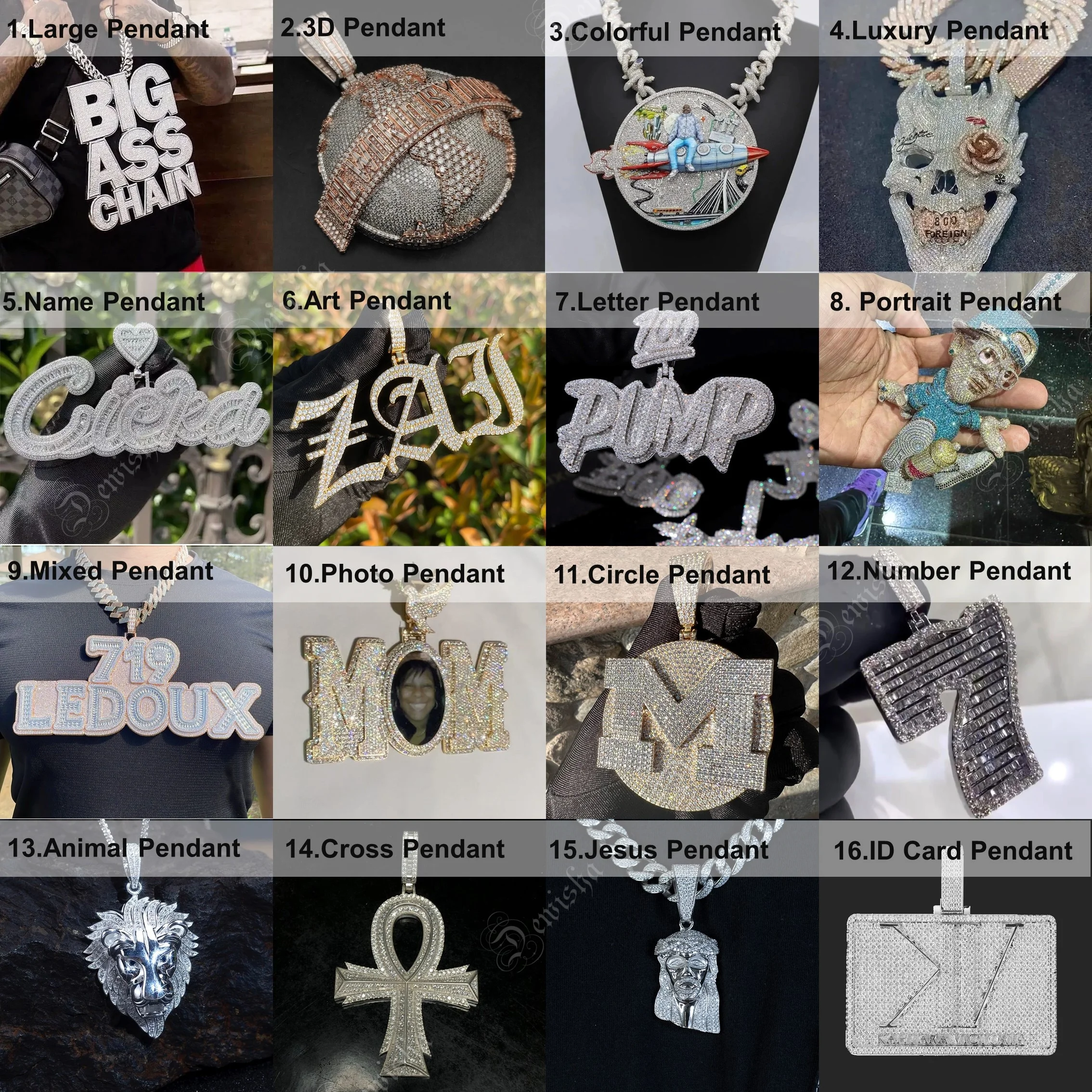 Factory Custom Round Iced Out Bust Down Name Letter Logo Pendant for ...