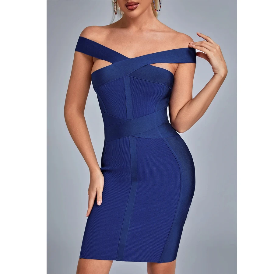 Luxury Off Shoulder Rayon Sexy Women Dress Tight Women Bandage Dresses Lady Evening Dresses For ...
