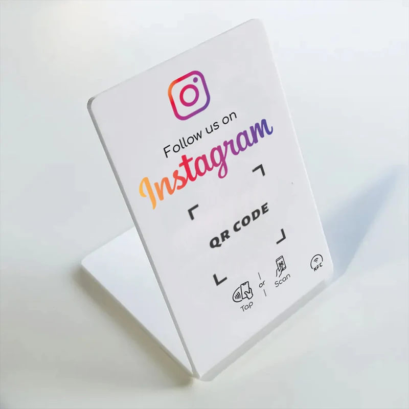 Customize QR Code Socia Media Blank Acrylic NFC Menu Display Table ...