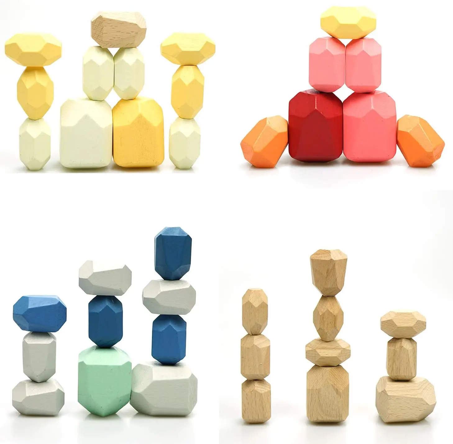 Lm Kids Stacking Wood Blocks Set Of 36 Pieces Montessori Wood Toy ...