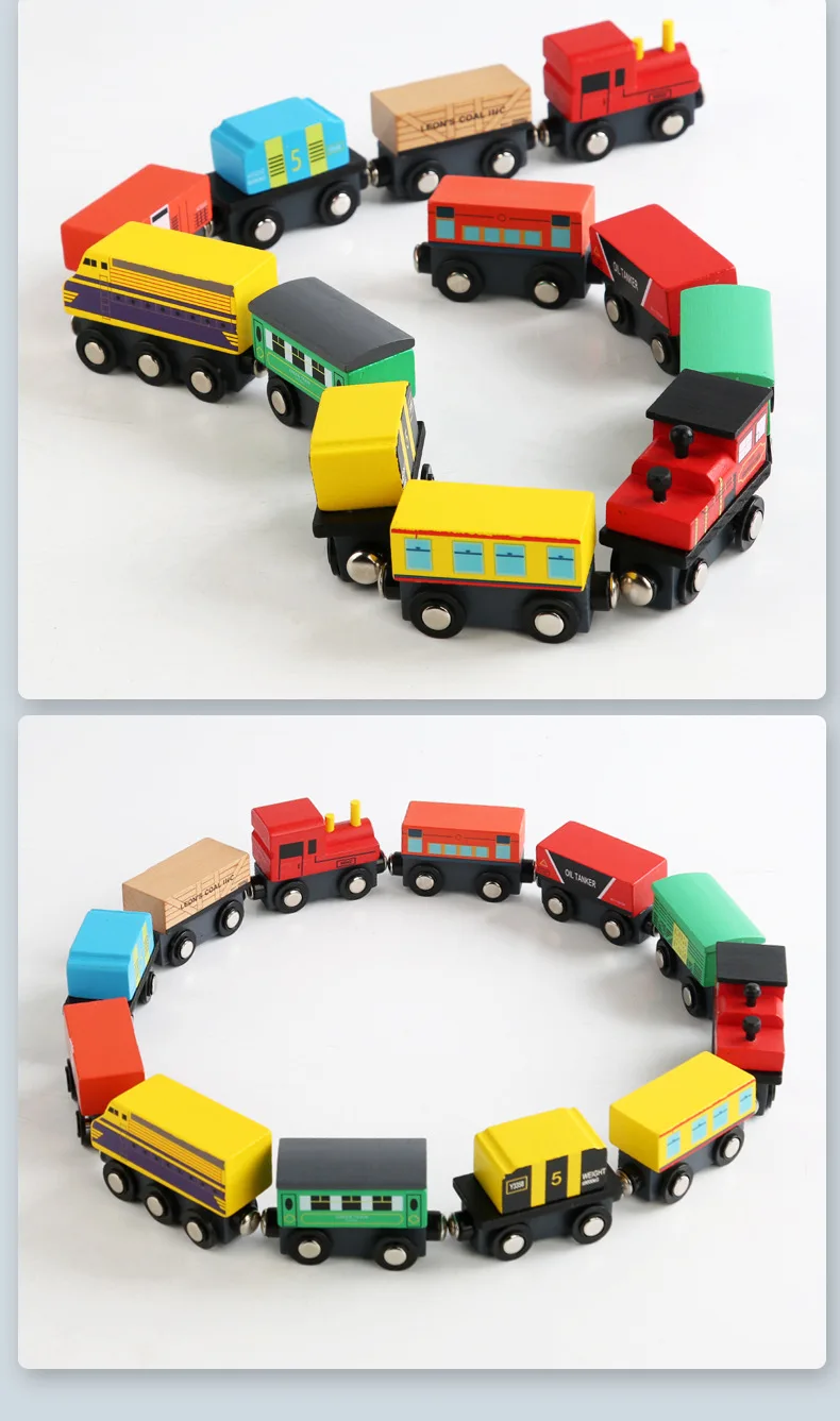 12pcs Magnetic And Connectable Train Set Wooden Train Model Children's ...