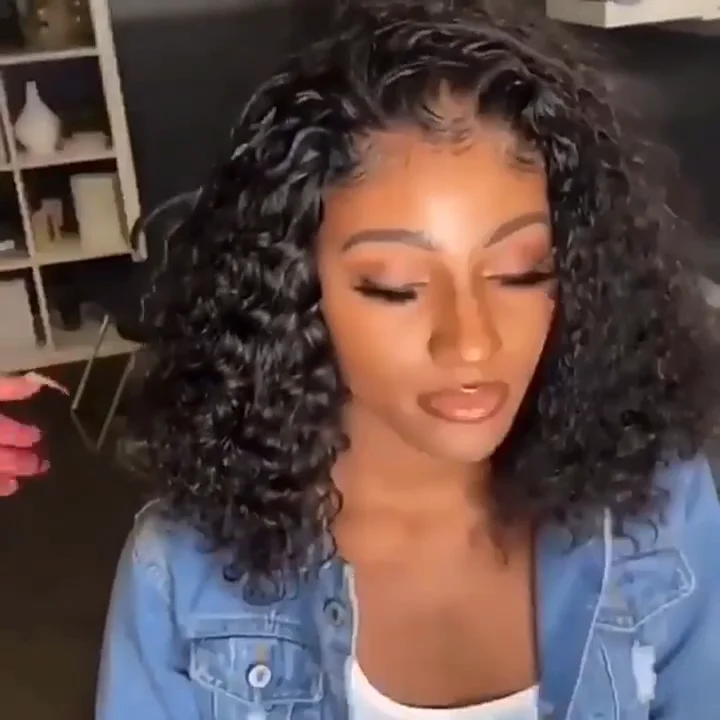 Deep Wave 13x4 Lace Front Human Hair Wigs,100% Raw Deep Wave Bob Wig ...