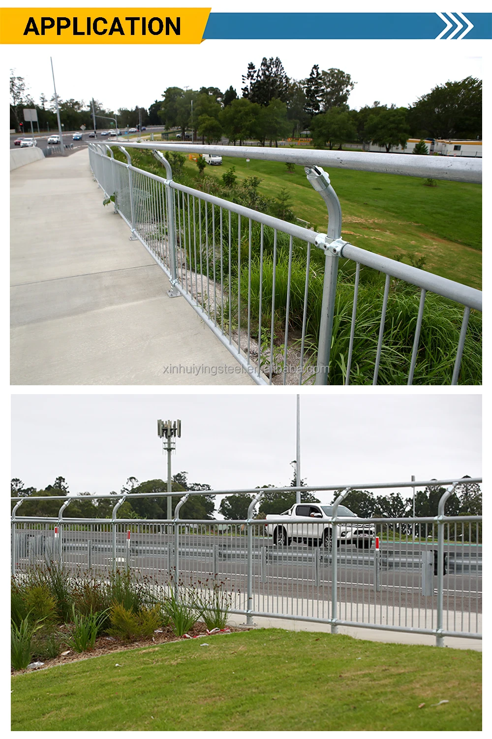 2000*1000mm Hot Dipped Galvanized Steel Panel Pedestrian Barrier System ...