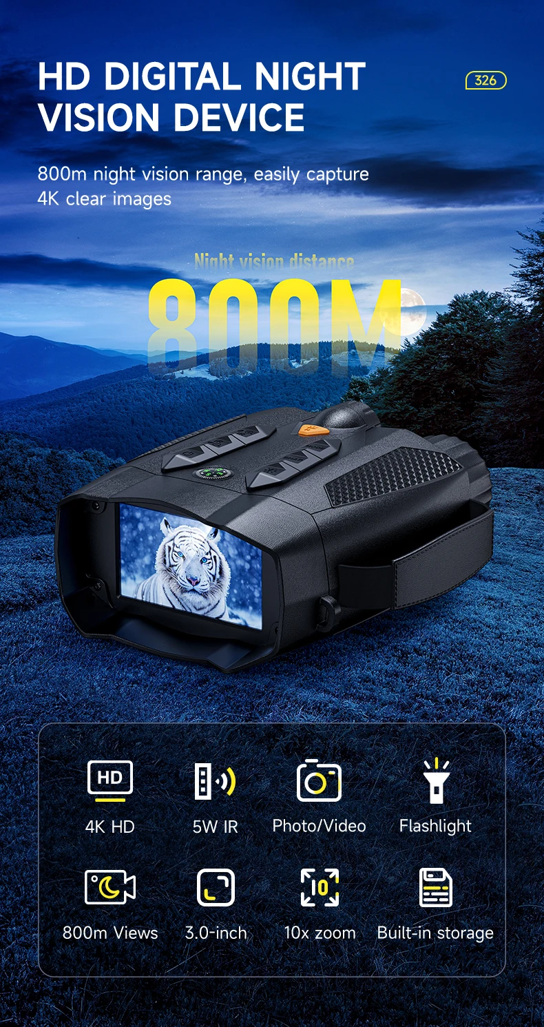 2025 Inskam 326 Night Vision Goggles - 10X Antishake Camera