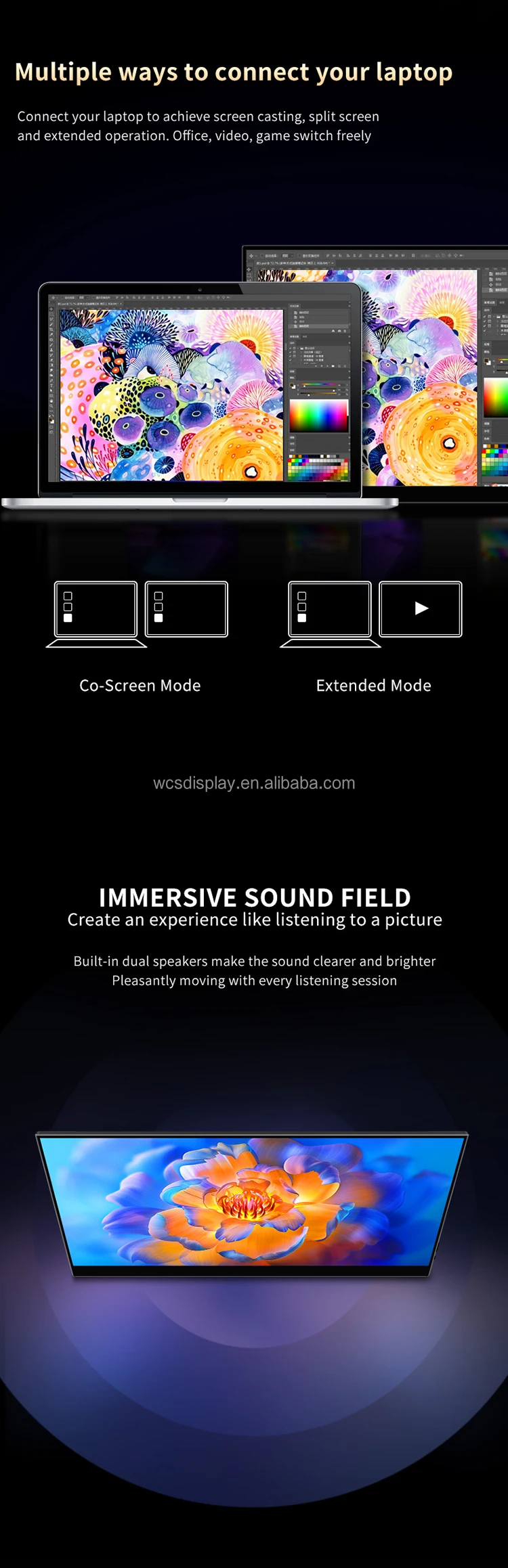 13.3 Inch 4K OLED Touch Screen - Anti-Blue Light Portable Monitor