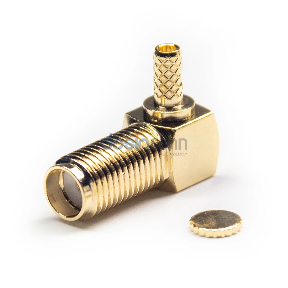 90 Degree Sma Right Angled Female Jack Rf Connector Crimp For Rg178 Rg316 Rg58 Coaxial Cable ...