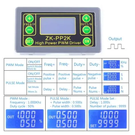 ZK-PP2K PWM直流3.3 ~ 30V 12V 24V电机速度控制器调节器8A 150W可调LED调光脉冲频率占空比| Alibaba.com