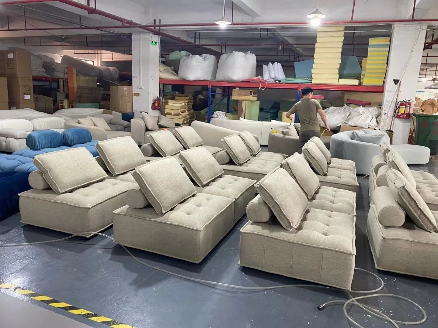 Luxury Fabric Sofa Set 3 Seater Sofa Living Room White Sofas Customize ...