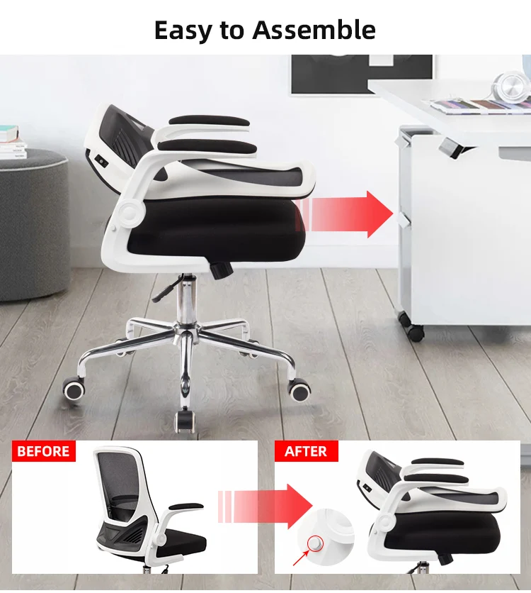 Kabel White Frame Adjustable Folding Back Office Foldable Swivel Mesh ...