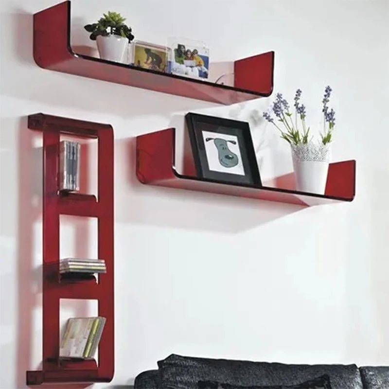 Clear Acrylic Floating Floating Wall Shelf Rack Wall Decorative Ledge ...