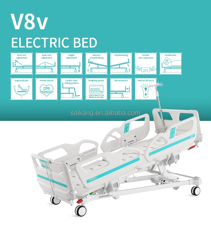 V8v8c SAIKANG Electric Hospital Bed - 5 Function ICU Bed