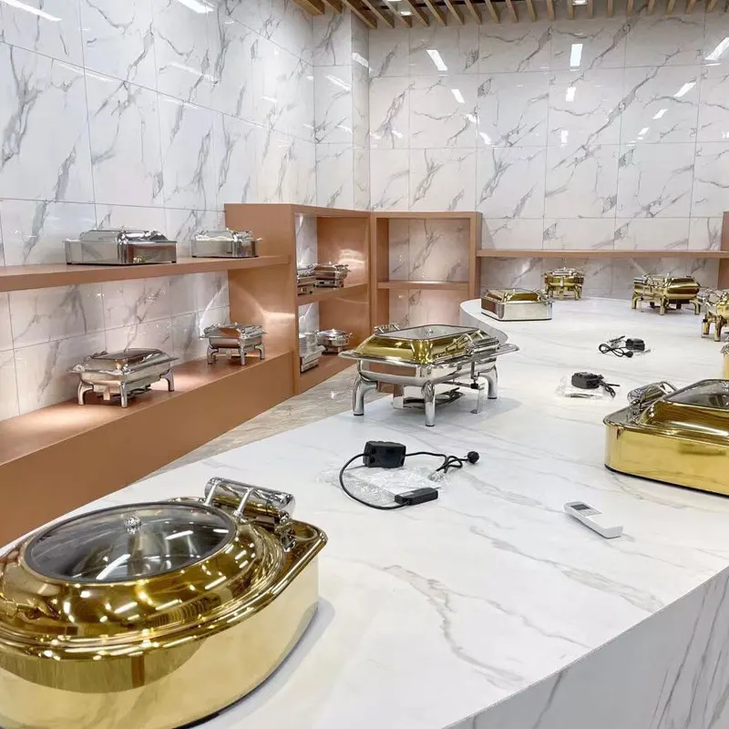 Stainless Steel Rose Gold Chafing Dish Food Warmer Chaffers Chafing ...