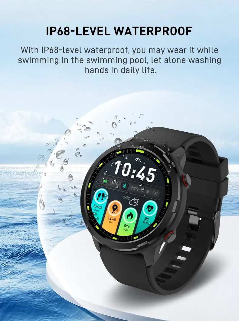 Smochm Gps Waterproof Compass Sports Round Smartwatch 1.32 High ...