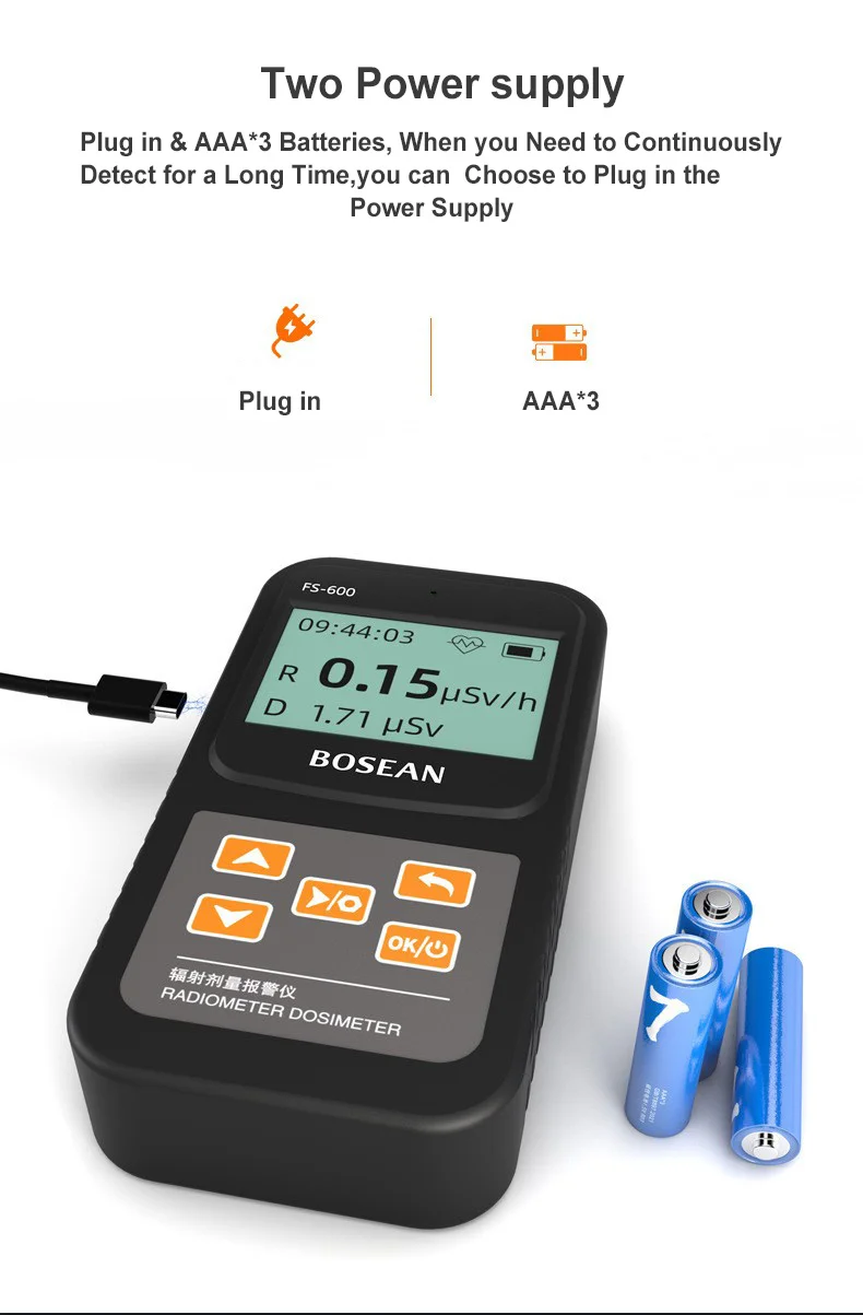 Black Digital Geiger Counter Nuclear Radiation Measurement Detector ...
