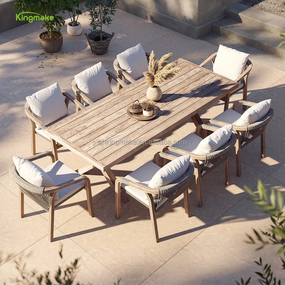 Modern Teak Wood Outdoor Dining Table Set Garden Patio Outdoor ...