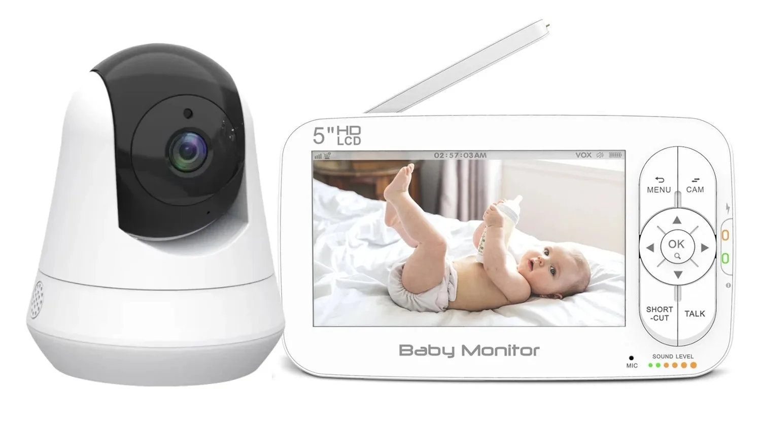 5" Large Split-screen Remote Pan Tilt Zoom Two Way Talking Vox Mode ...