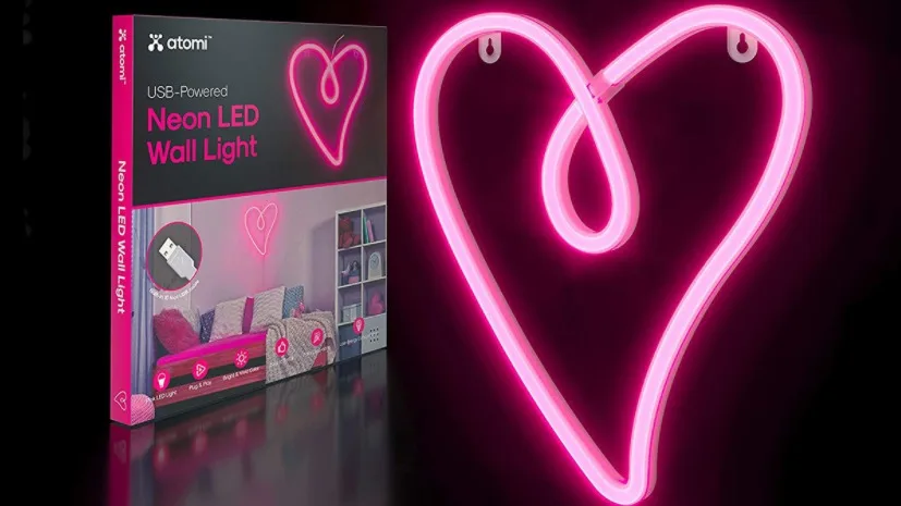 Pink Love Heart Neon Light Usb Battery Operated Night Lamp Led Heart ...