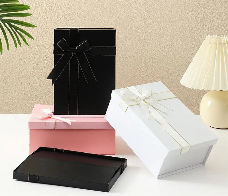 Folding bow ribbon cover gift box Large shoes and clothing gift box ...