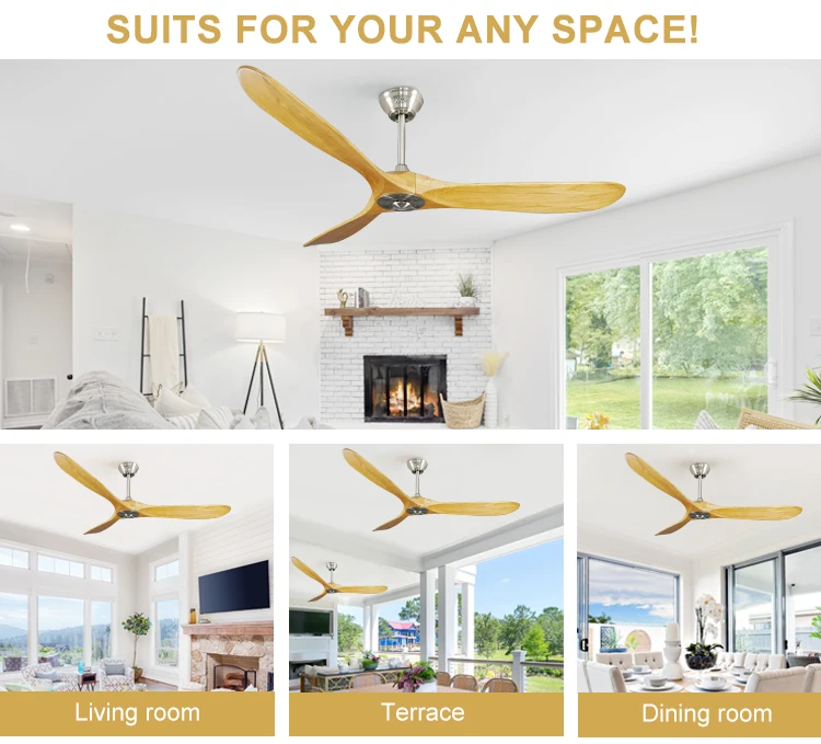 1stshine Ceiling Fan Indoor Office Metal Solid Wooden Large 60inch 3 ...