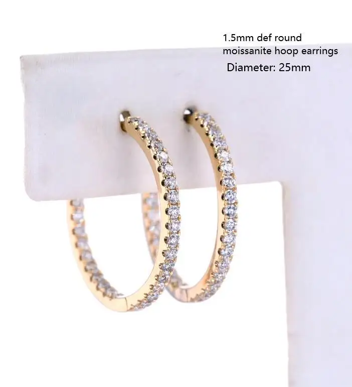 Wholesale Gold Hoop Earrings Customize Design Moissanite Diamond Hoop Earrings 14k| Alibaba.com