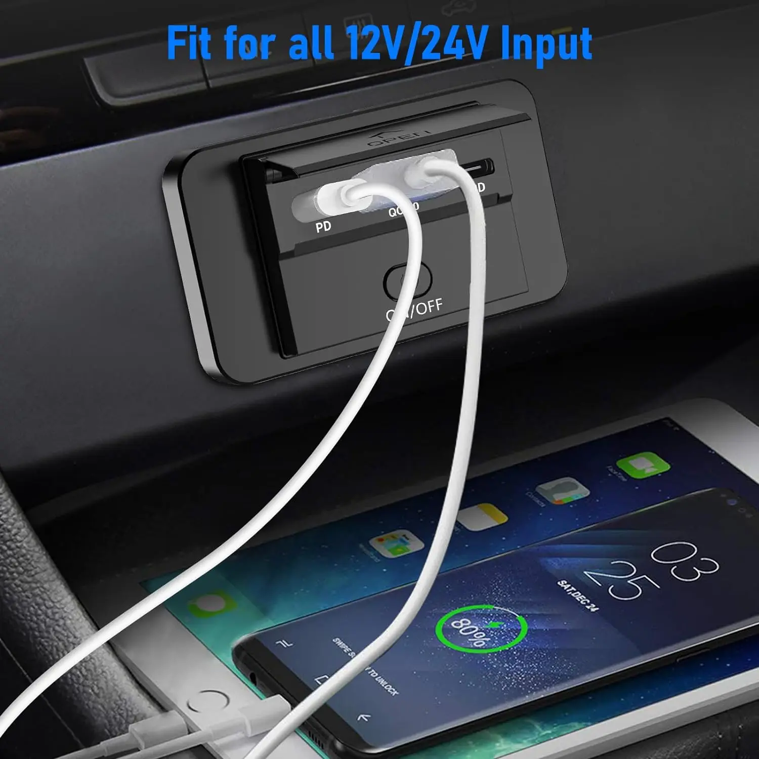 RV USB Outlet - 60W PD3.0 USB-C and 18W QC3.0 Car USB Port