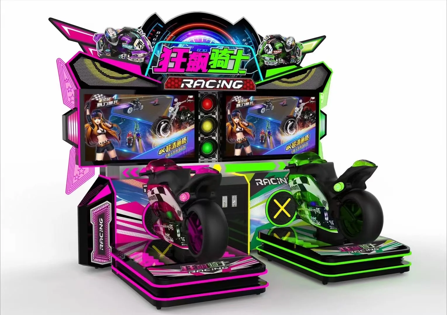 2P Indoor Arcade Racing Simulator Metal Moto Racing Game Machine 220V ...