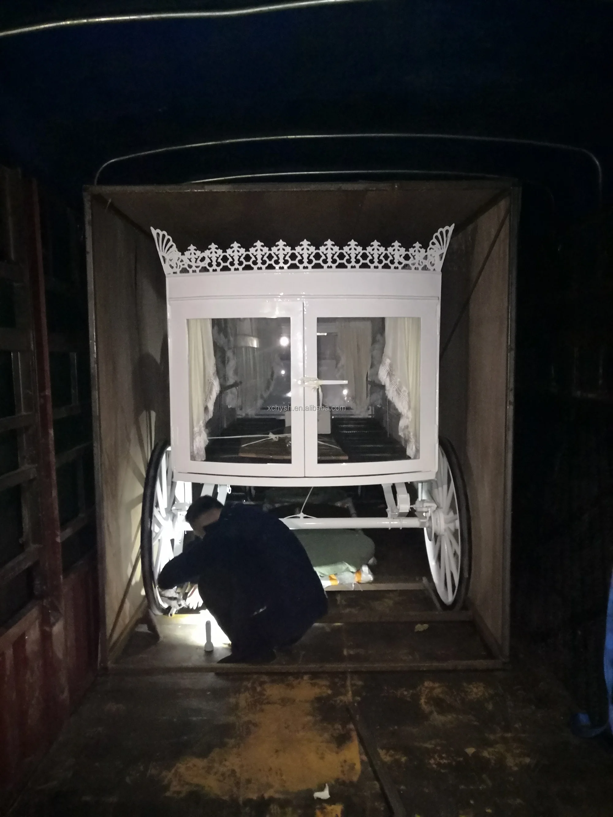 White Electric Funeral Hearse Carriage - American Funeral Wagon