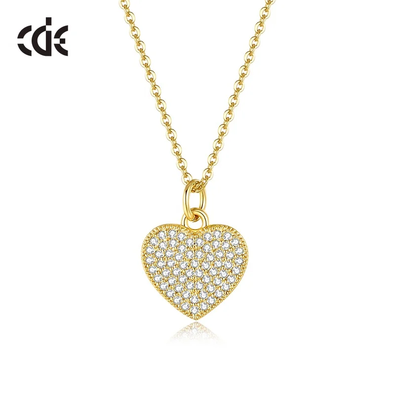 Cde 18k Gold Plated Steel Jewelry Heart Shaped Charm Pendant Necklace ...