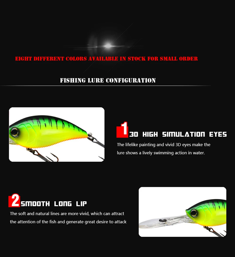 China 70mm 22g Crankbait Long Lip Fishing Lure Floating Bionic Wobbler ...