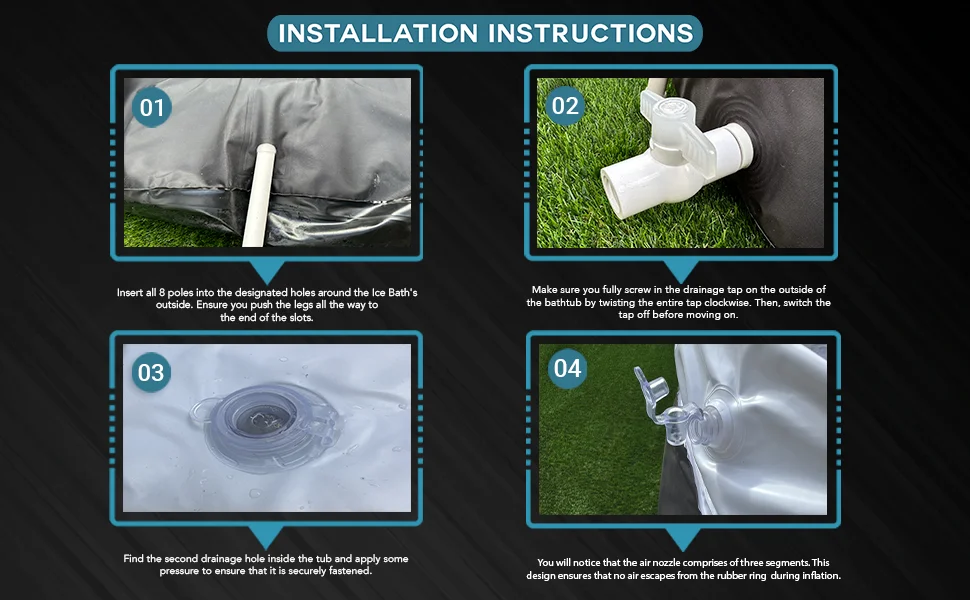 Inflatable Ice Bath Therapy Portable Pod Cold Plunge Soaking Sports ...