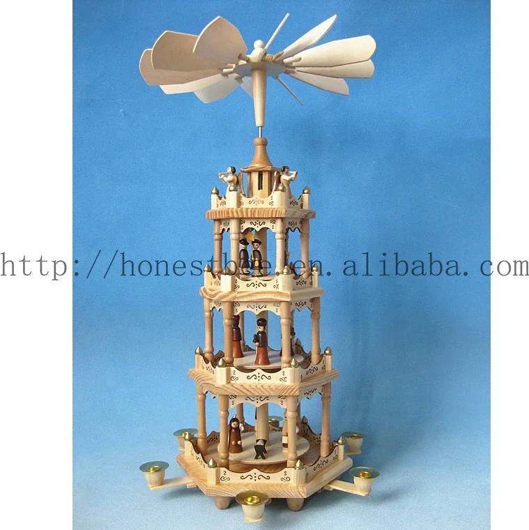 4 Tier Wooden Pyramids Nativity Christmas Windmill Decor