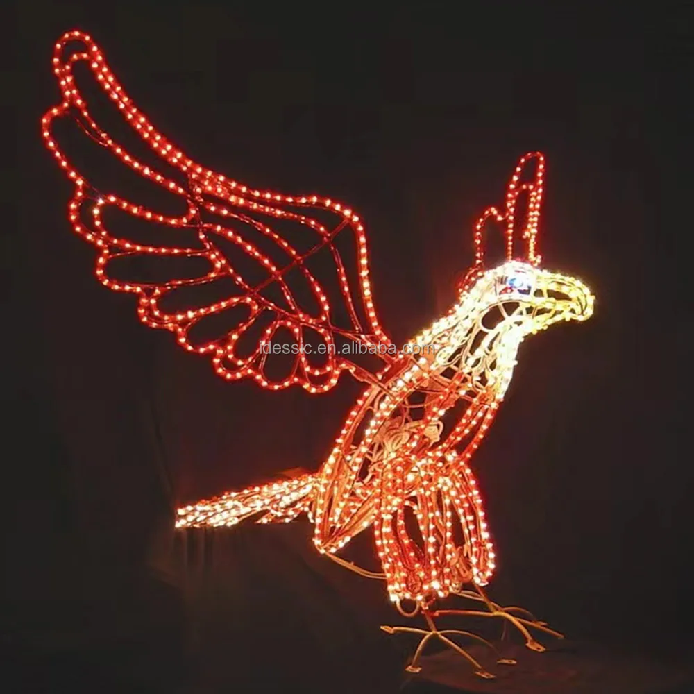 Outdoor Lighted Rope Light Flamingo Sculpture For Commercial Christmas ...