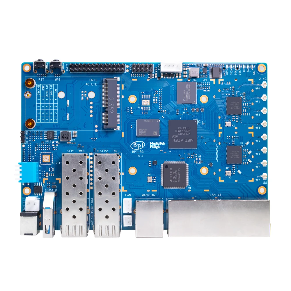 Two 10gbe Sfp Ports Banana Pi Bpi-r4 Router Board Mt7988a 2 Minipcie ...