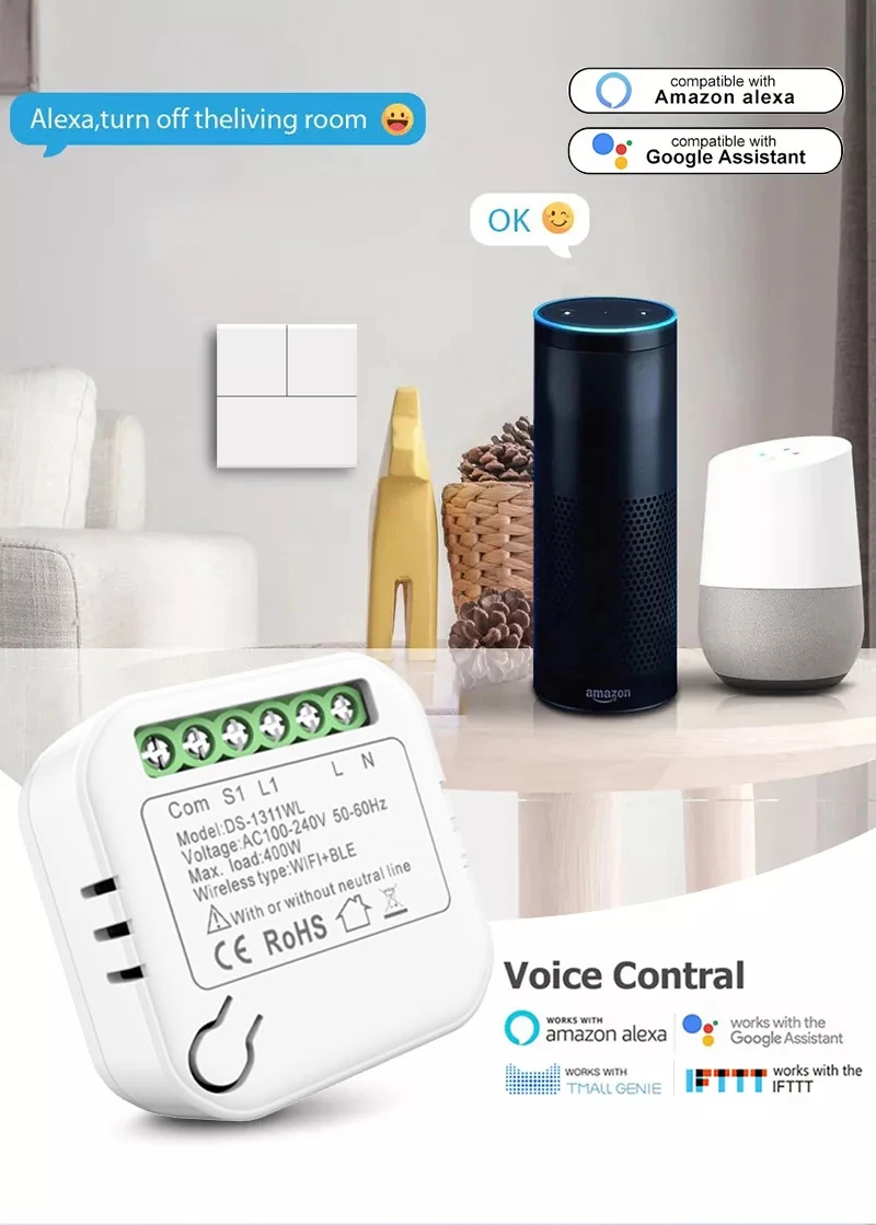 MVAVA Smart Mini Switch Module - Tuya Wifi Control for Home