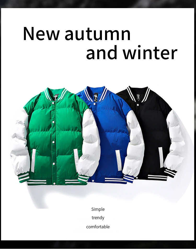 Color Matching Down Wholesale Winter Print Varsity Clothes Custom Logo ...