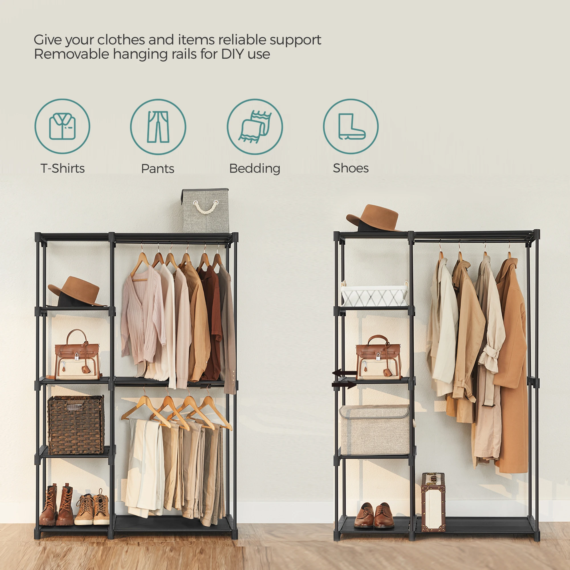 SONGMICS Portable Wardrobes - Adjustable & Space-saving