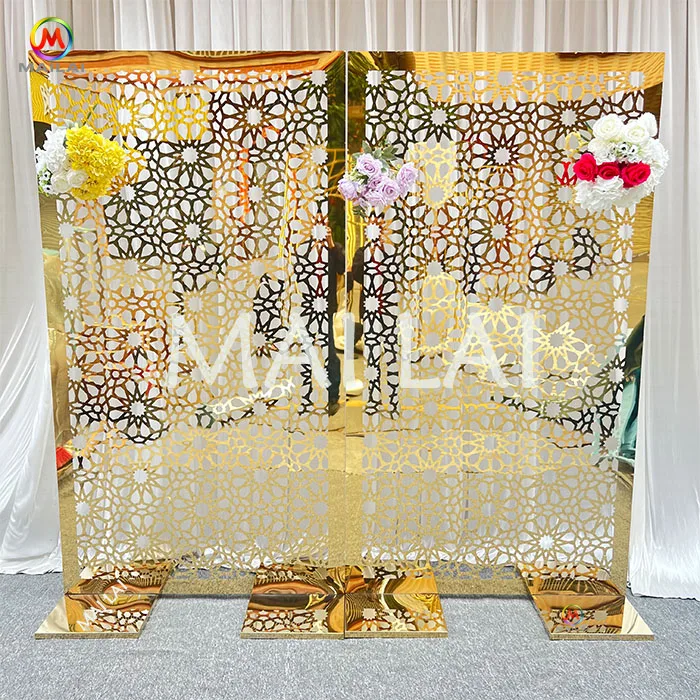 Shiny Gold Stainless Steel Backdrop Stand for Weddings