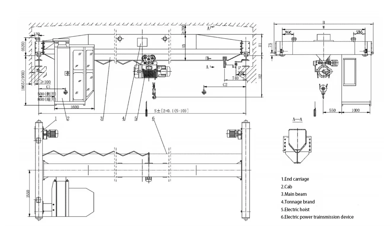 Anti-Dust Single Girder Overhead Crane Bridge Crane Motor Pump for ...