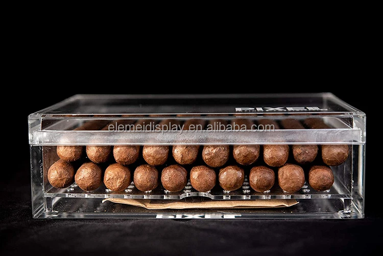 Cigar Humidor Modern Clear Acrylic | Holds 15-20 Cigars | Airtight ...