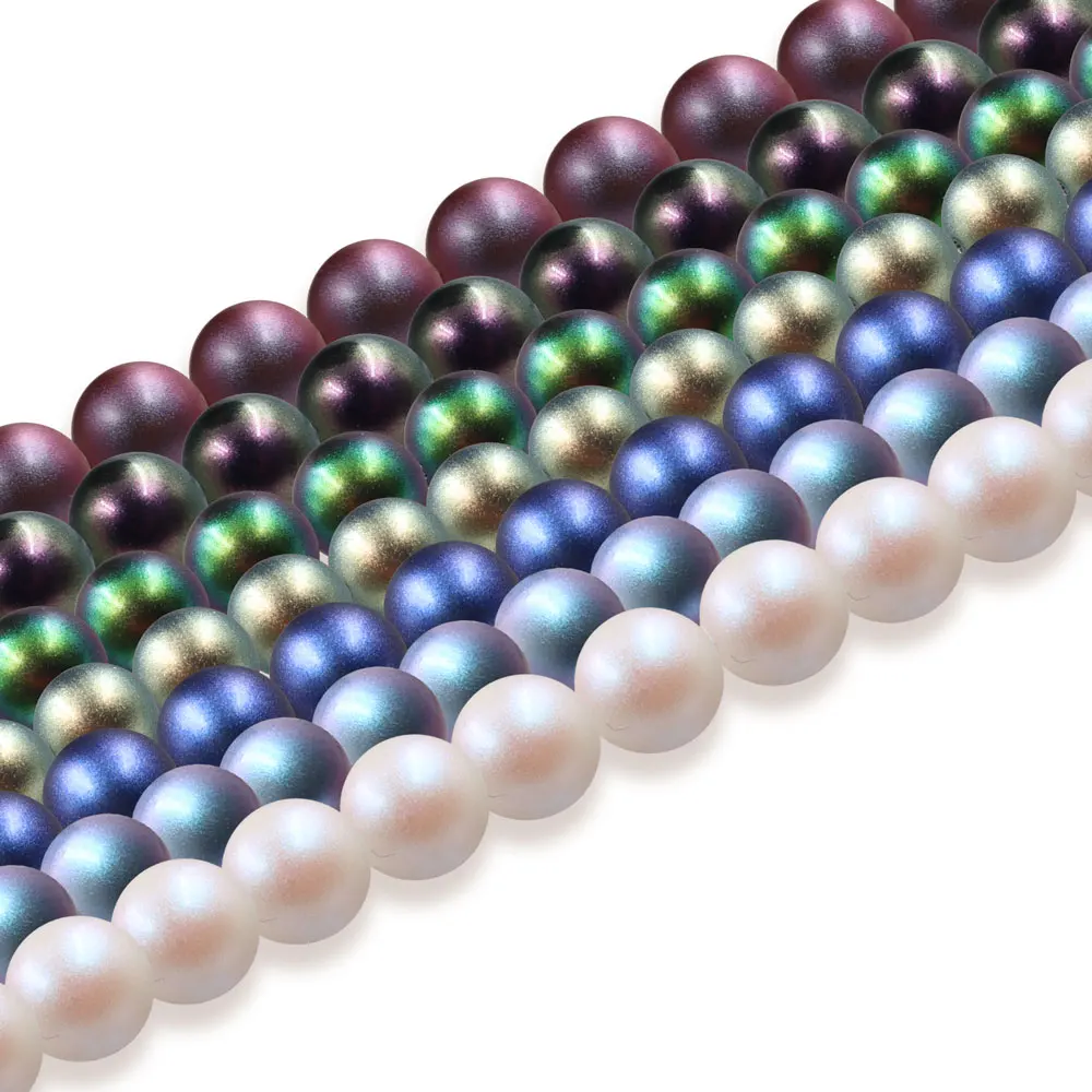 5mm 6mm Mocha Elements Crystal Iridescent Light Blue Pearl Fine Glass ...