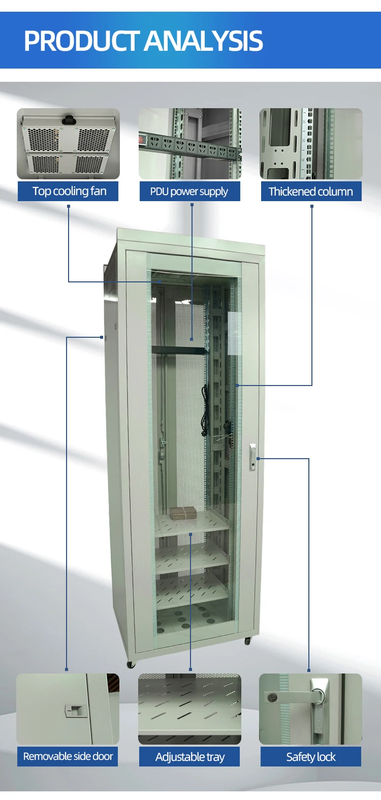 Factory Design 47U Metal Server Rack Network Cabinet for Data Center ...