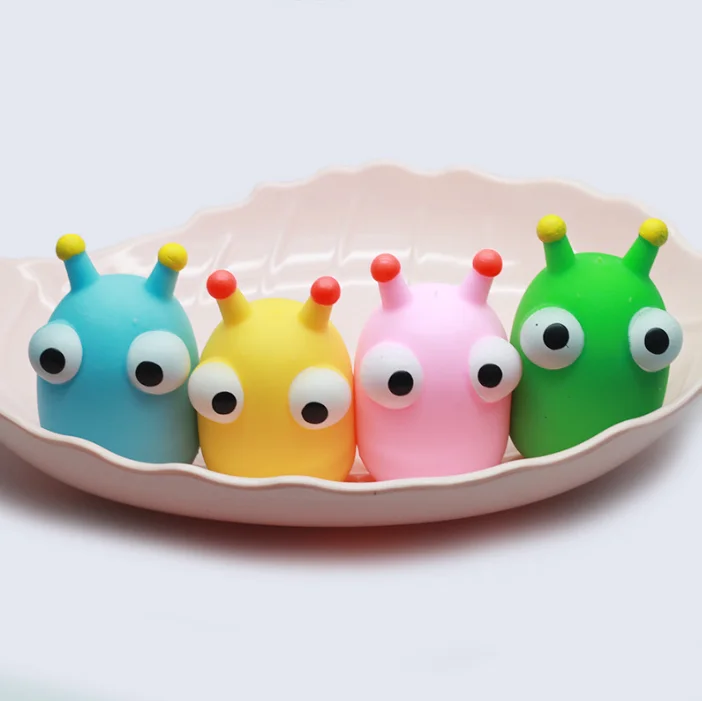 Funny Eyeball Squishy Grass Worm Pinch Toy For Kids Anti Stress Relief ...