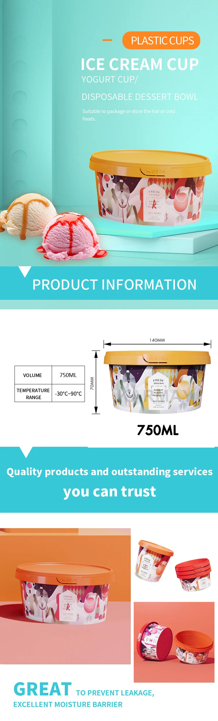 Export Tamper Evident Recyclable Round 750ml Iml Custom Logo Yogurt ...