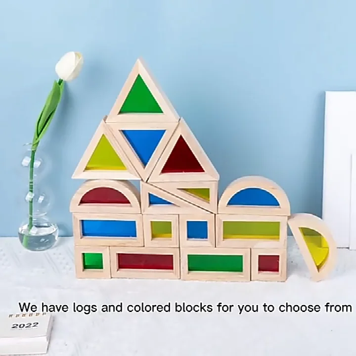 Samtoy 16pcs Montessori Sensory Shape Puzzle Wooden Large Mirror ...