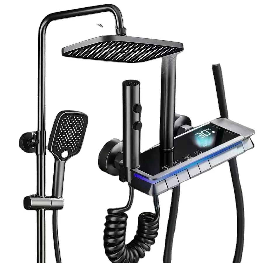 LZ-J66 All copper intelligent digital display shower home bathroom ...