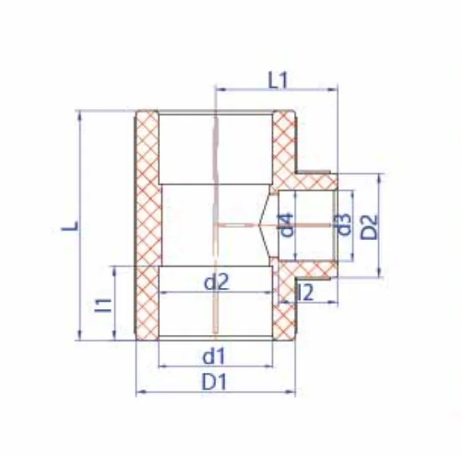 PPH PPR DIN Standard Industrial Reducing Tee Fittings for PBC ...
