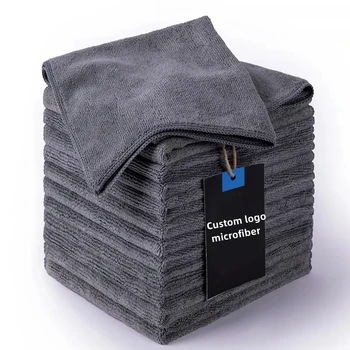 Custom Logo Microfiber Cleaning Cloth Car Detailing 16x16 Bulk ...