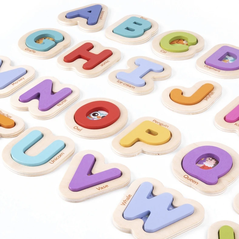 Preschool Kid Educational Wooden English Alphabet Puzzle Abc Letters Block For Children - Buy ...
