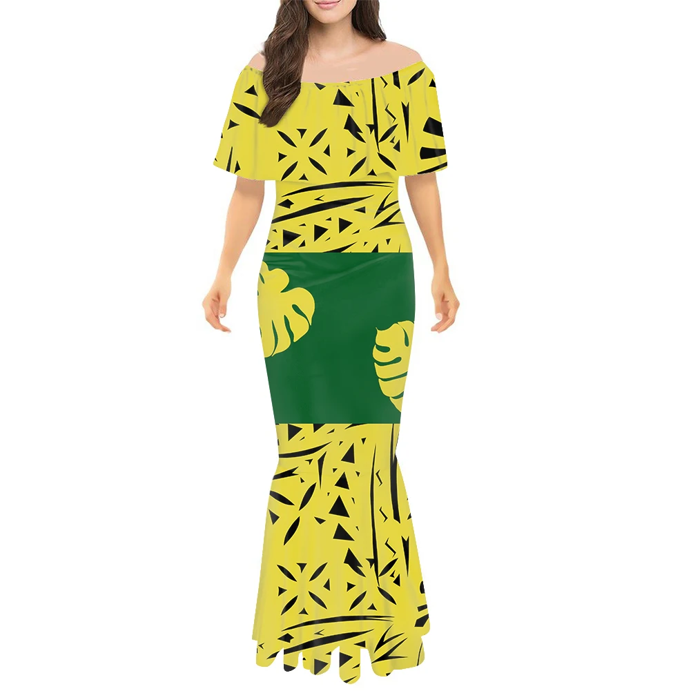 Polynesian Clothing Traditional Samoan Grey Tapa Flower Print Design Custom Formal Cocktail